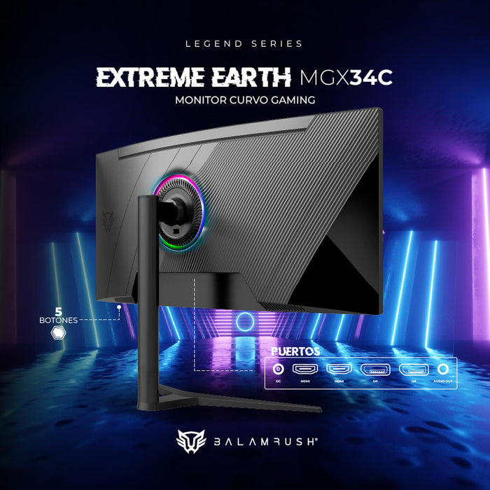 Monitor Gamer Curvo 34 BALAM RUSH EXTREME EARTH MGX34C 1Ms 144Hz Ultra – GRUPO DECME