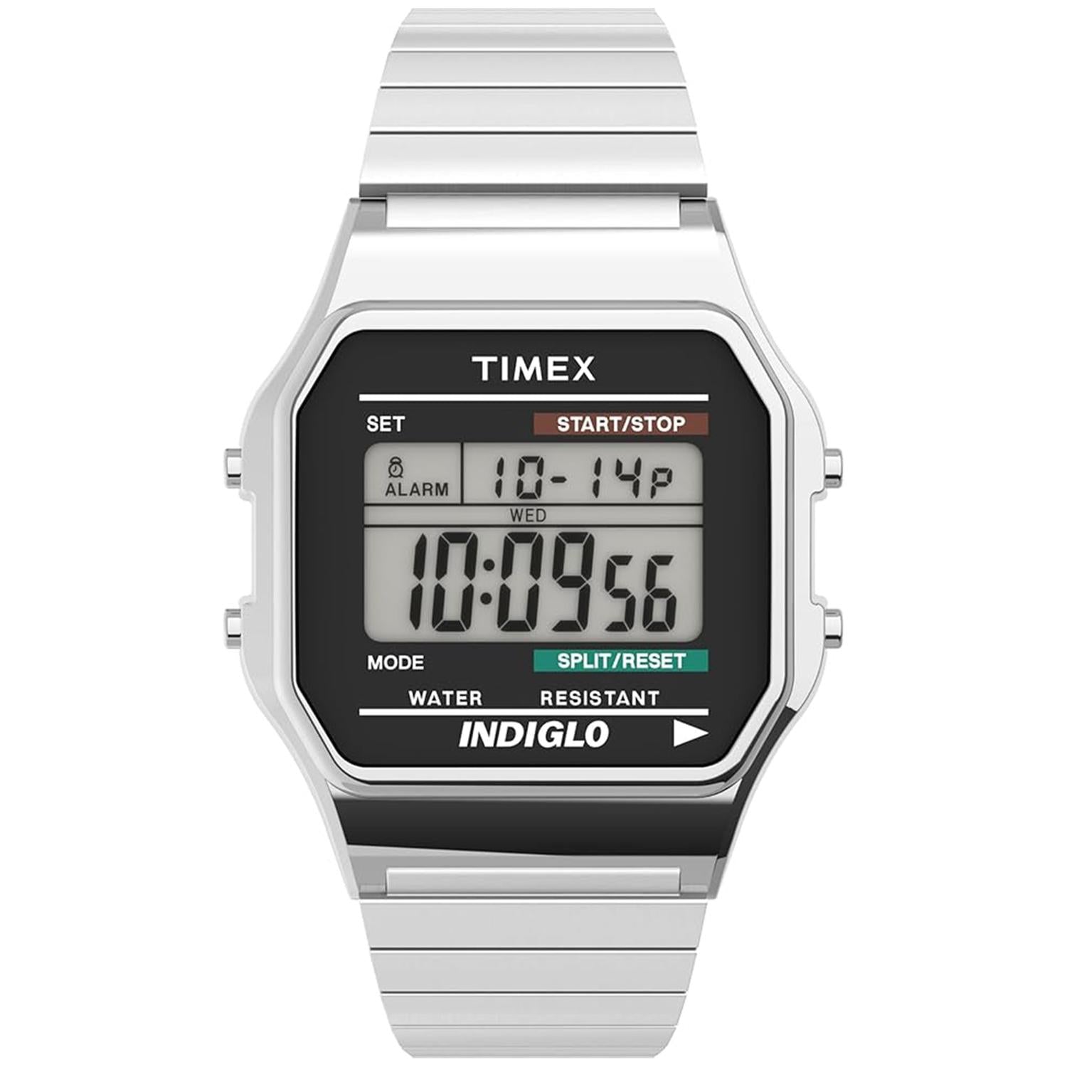 Reloj Digital TIMEX T78587 33mm Clasico Indiglo Banda Extendible Acero ...