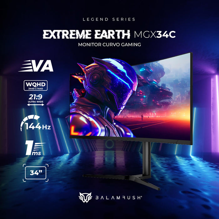 Monitor Gamer Curvo 34 BALAM RUSH EXTREME EARTH MGX34C 1Ms 144Hz Ultra – GRUPO DECME